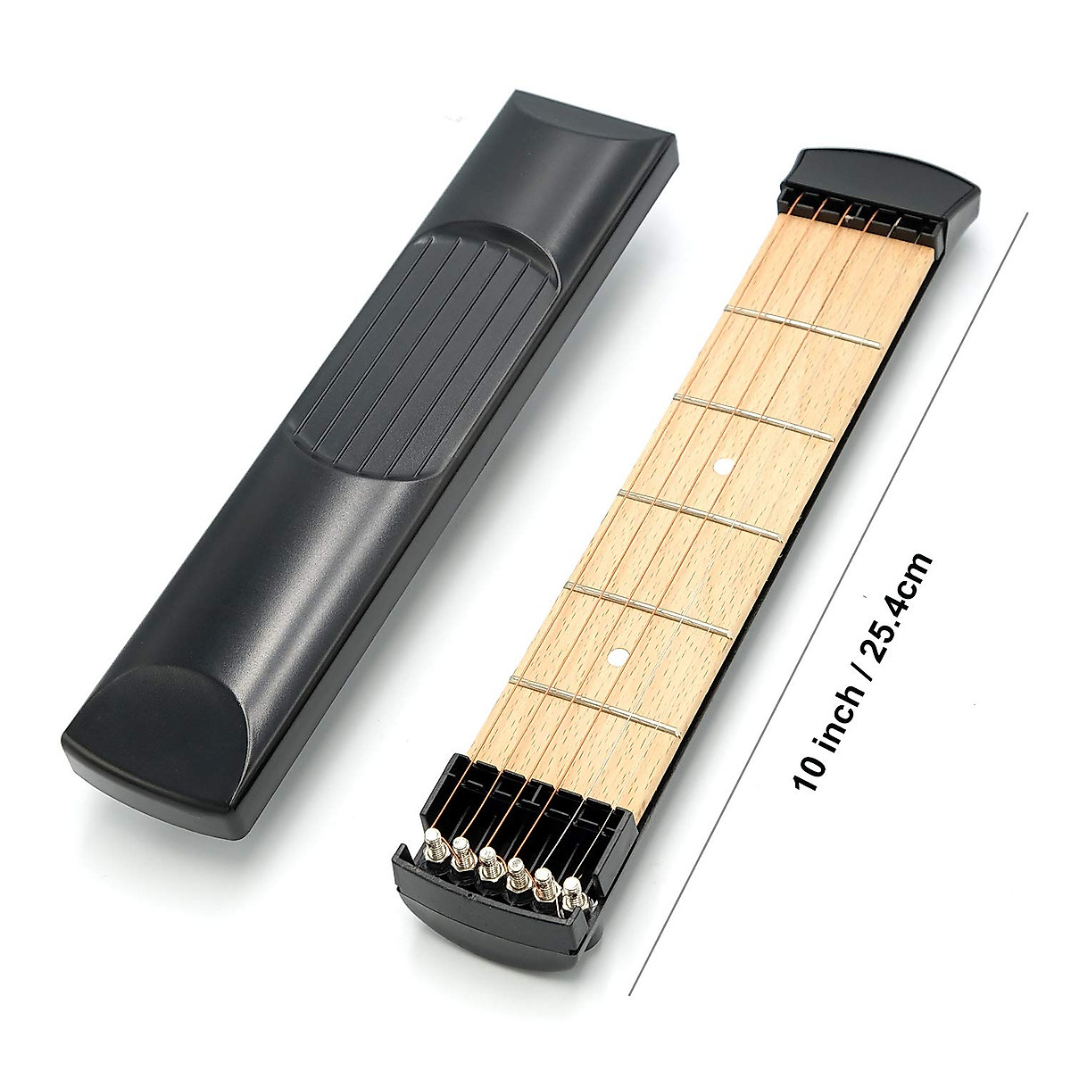 GOSONO 1set Pocket Acoustic Guitar Practice Tool 6 String Fingerboard 6 Fret Chord Trainer Portable Gadget with 2 Pick