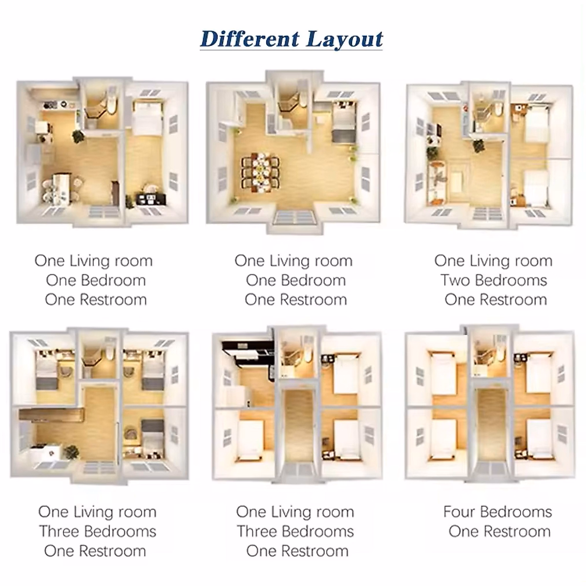 Weather Proof, Wind Resistant, Anti corrision Tiny Expandable Prefab House to Live in 1 Bathroom, 3 Bedooms & 1 Kitchen- for Small Family 20 FT 3 in 1 Tiny Backyard House