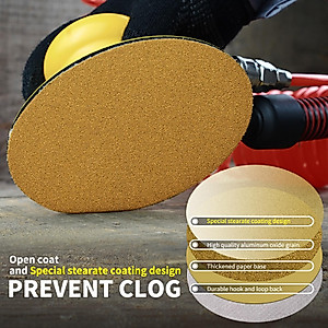 Keeimp 6 Inch Sanding Discs Hook and Loop No Hole, Da Sandpaper for Automotive and Woodworking, 80, 120, 220, 320, 400 Grit, 20 PCS Each Grit(Pack of 100)