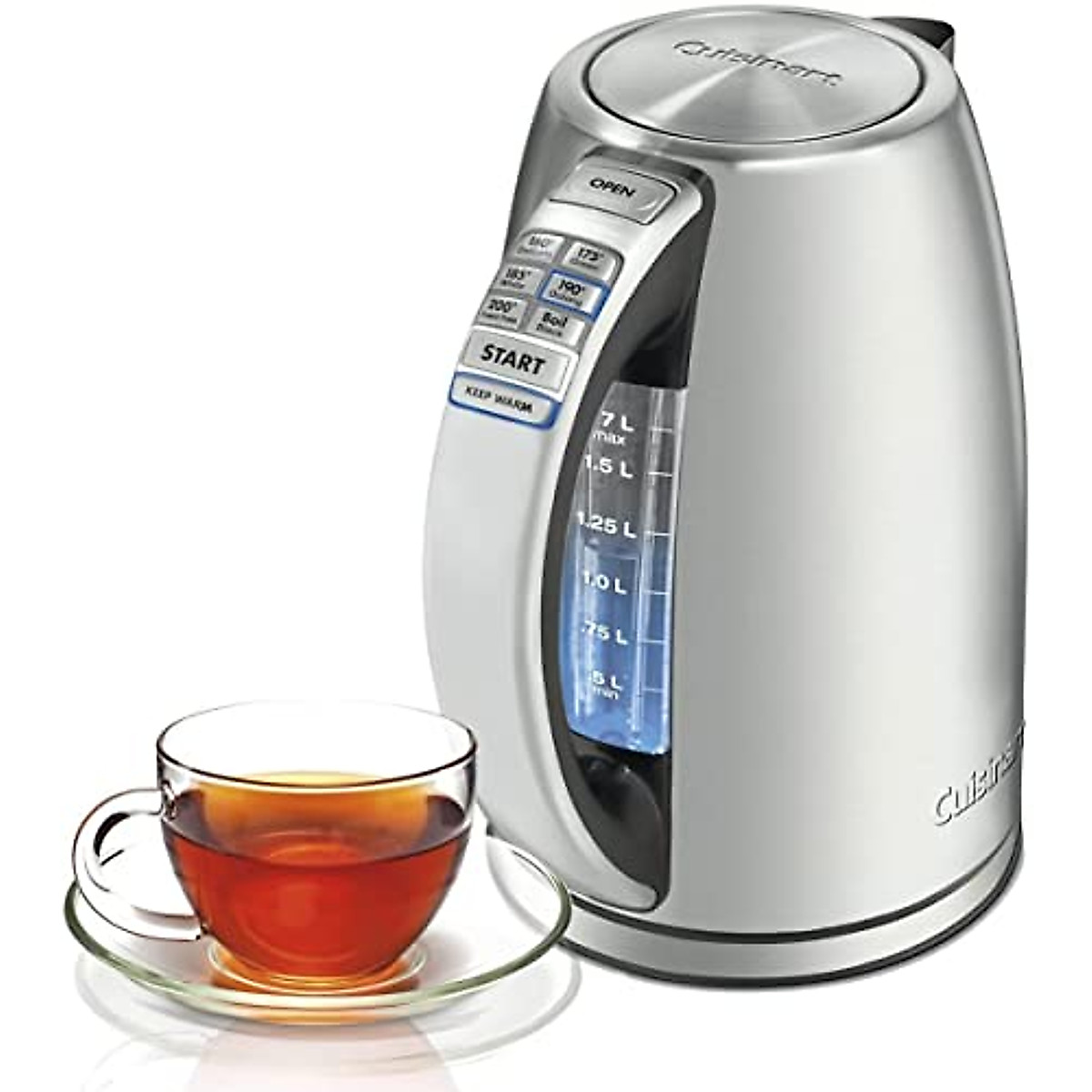 Cuisinart Programmable Conical Burr Mill, Stainless Steel, COMPACT & Electric Kettle, 1.7-Liter Capacity, Cordless 1500-Watts for Fast Heat Up, Stay Cool Non-Slip Handle, Stainless Steel, CPK-17P1