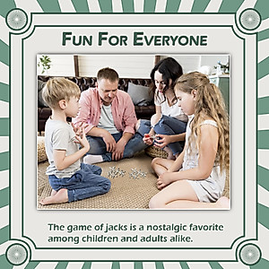 Home-X Jacks Game - Old School Jax Game with Red Rubber Bouncy Ball - Jacks Game with Ball Classic, Fun Game Gift of Jacks for Party Favor, Christmas Party - Kids, Adult, Vintage Retro Board Game