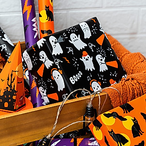 MAYPLUSS Wrapping Paper Roll - Mini Roll - 17 inch X 120 inch Per roll - 3 Different Halloween Party Gift Wrap(42.3 sq.ft.ttl)