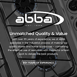 ABBA 24" Gas Cooktop with 4 Burners - Stainless-Steel Table Top with SABAF Aluminum Burners And Porcelain Surface, Home Improvement Essentials, Anti Spill & Easy to Clean, 24" x 3.5" x 19"