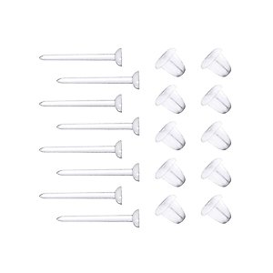 ABOOFAN 100 Pcs Plastic Post Earrings Earring Posts and Backs Clear earings Clear Stud Earrings Fashion Earrings Stud earings Head findings Earring pins Earrings Blank Stud Jewelry