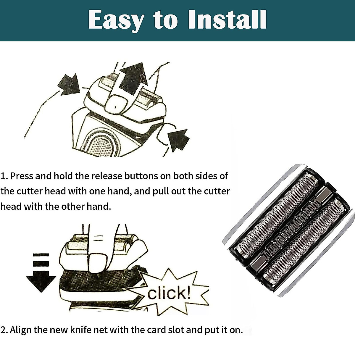 Suleto Series 8 83M Replacement Head Compatible with Braun Electric Shaver, 83M Series 8 Razor Head Replacement Shaving Blades Foil & Cutter Cassette for 8370cc, 8350s, 8320s, 8325s, 8340s, 8345s