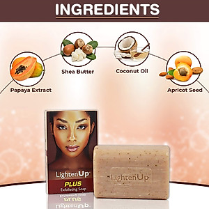 OMIC LightenUp, Exfoliating Soap - 200g / 7fl oz - Skin Brightening Soap, Cleansing Bar, Formulated to Fade Dark Spots, with Apricot, Glycerin, Coconut Oil