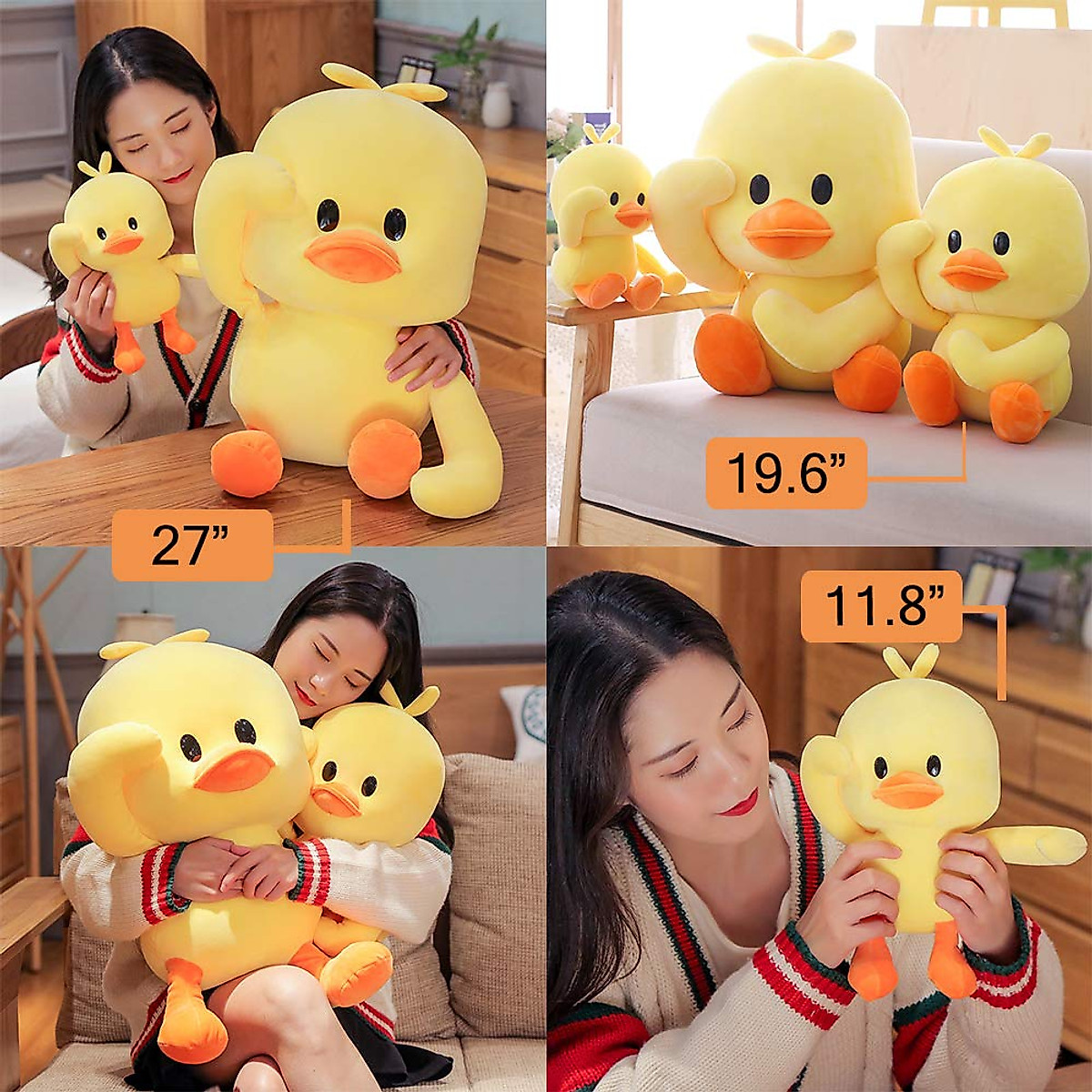 AIXINI 11.8inch Plush Duck Stuffed Animal Soft Toys Yellow Duckling Duckie Stuff, Funny Cuddly Gifts