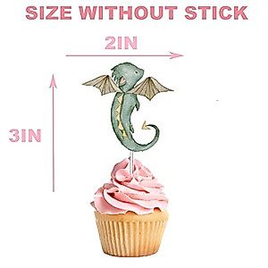 10 pcs Dragon Cupcake Toppers - Magical Dragon Cake Decorations for Fantasy Parties