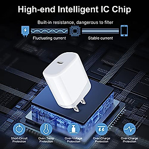 20W USB C Fast Charger Type C Charging Block for Google Pixel 7 7pro 6 6pro 6a, iPhone 14 Plus/Pro/Pro Max 13 12 11 SE, Galaxy S23 S22 S21 FE Ultra A14, Wall Plug Charger Box Brick Cube Power Adapter