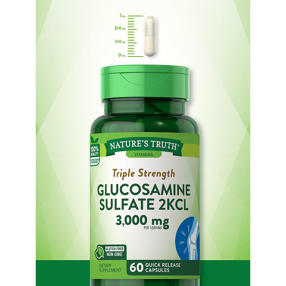 Nature's Truth Glucosamine Sulfate Capsules | 3000mg | 60 Count | Non-GMO & Gluten Free Supplement | with Potassium