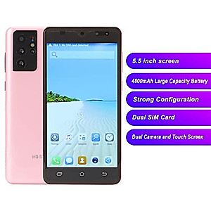 Jectse S21 Ultra Pro Smartphone, 5.5 Inch HD 2GB RAM 16GB ROM Octa Cores Unlocked Cell Phone, 5MP 8MP Camera, 4800mAh Mobile Phone for 11, Pink