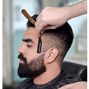 BEAUTICONE Straight Razor | Professional Barber Rose Wooden Razor with Black blade holder for men with 100 Single Edge Blades │slide-out design