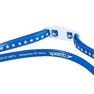 Speedo Unisex-Adult Swim Goggles Vanquisher Extended View, Mirrored Red/White/Blue/Grey