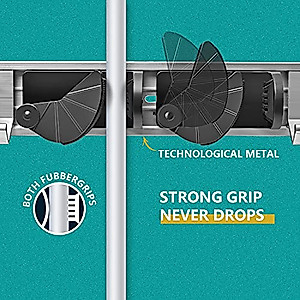 TKISZYZR Mop and Broom Holder Wall Mount Metal Pantry Organization and Storage, Mop Broom Hanger Wall Mount Garden Tool Organizer for Home Goods (4 Positions with 4 Hooks, Black)