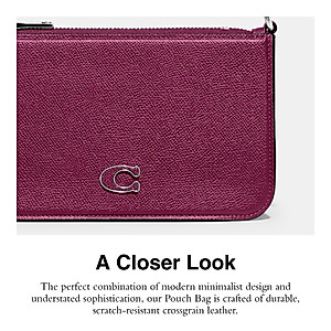 COACH Pouch Bag in Crossgrain Leather, Deep Plum