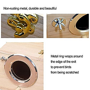 kathson Parrot Nest Breeding Box, Wood Bird Nest for Cage, Parakeet Nesting Box with Perches Pet House Natural Coconut Fiber Bird Toys for Parakeet Cockatoo Budgie Cockatiel Lovebirds (Small)