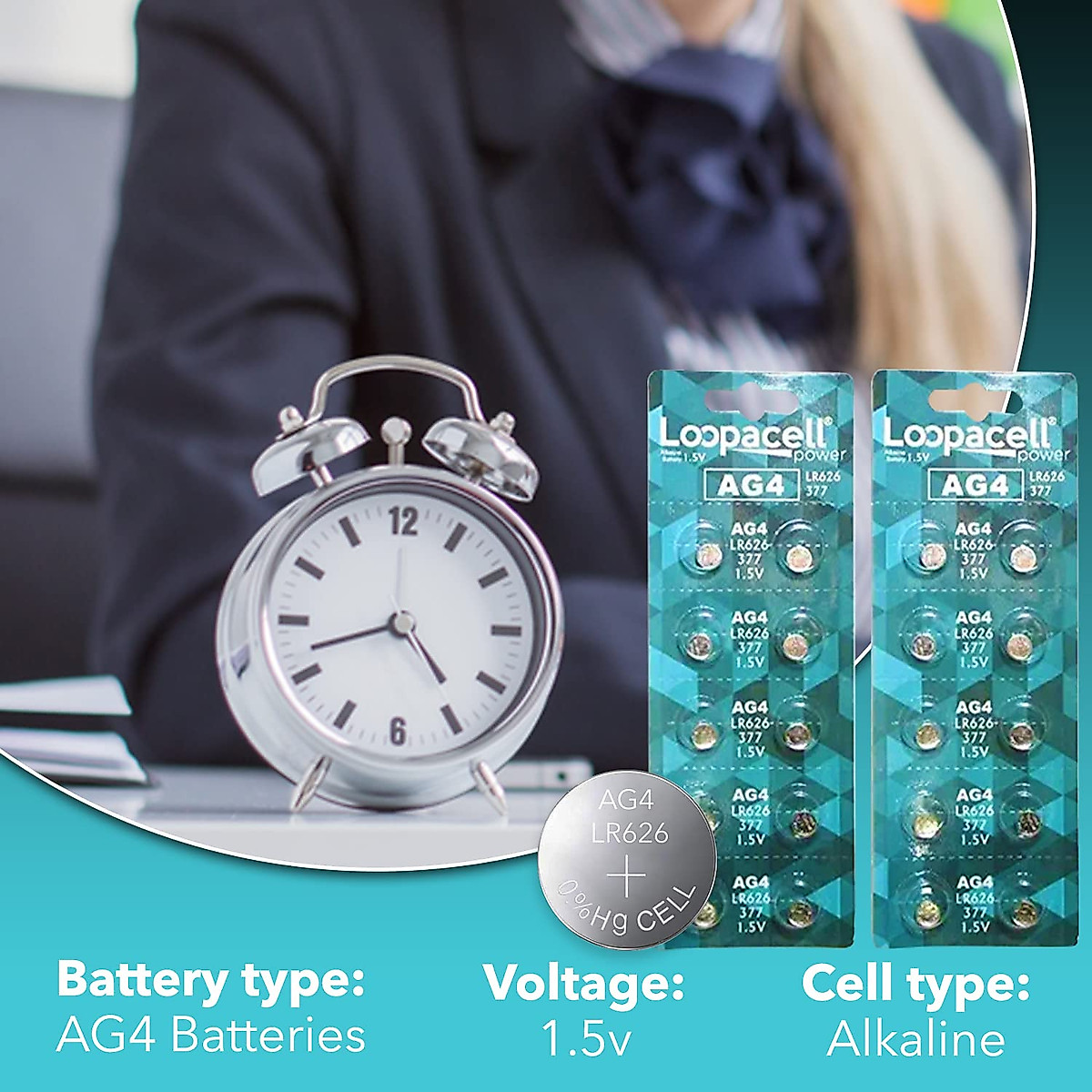 20 x LOOPACELL AG4 LR626 377 1.5V Alkaline Watch Batteries