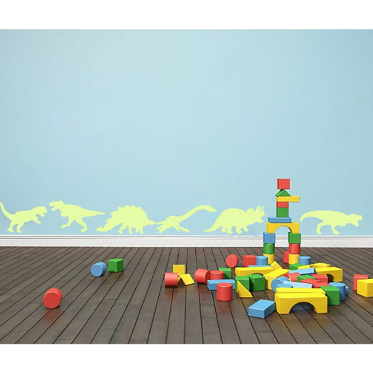 ufengke 9-pcs Dinosaurs Wall Decals Fluorescence Stickers Glow in The Dark, Children's Room Nursery Removable Wall Stickers Murals