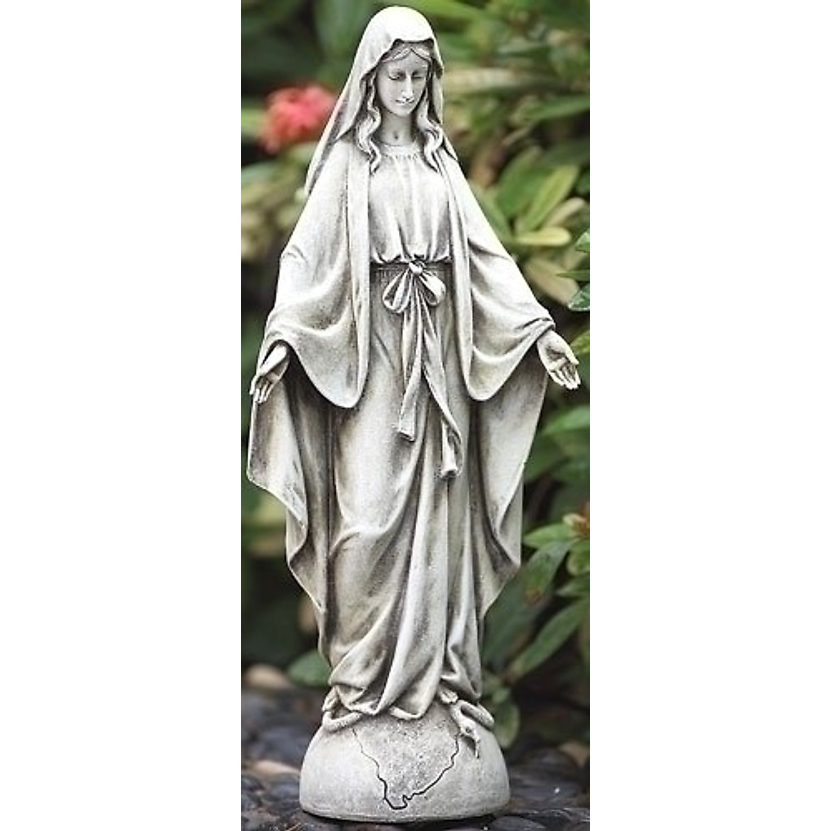 Joseph's Studio by Roman Inc, Our Lady of Grace, Garden Collection, Religious Statue, Holy Family, Memorial, Angel, Patron Saint, Garden Décor (14x5x3)