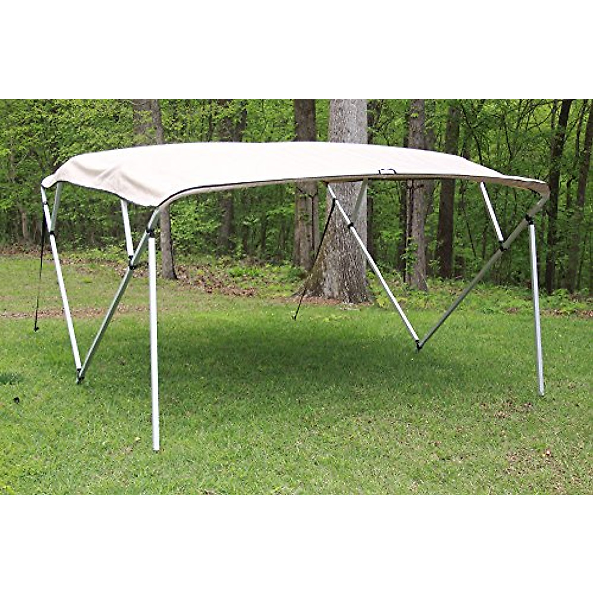 TAN/Beige Square Tube Frame VORTEX 4 Bow Pontoon/Deck Boat Bimini TOP 12' Long, 91-96