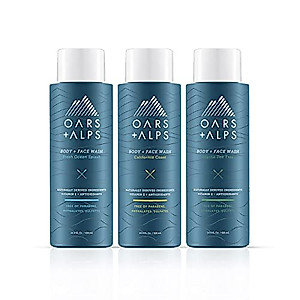 Oars + Alps Men's Moisturizing Body and Face Wash, Skin Care Infused with Vitamin E and Antioxidants, Sulfate Free, Variety, 3 Pack