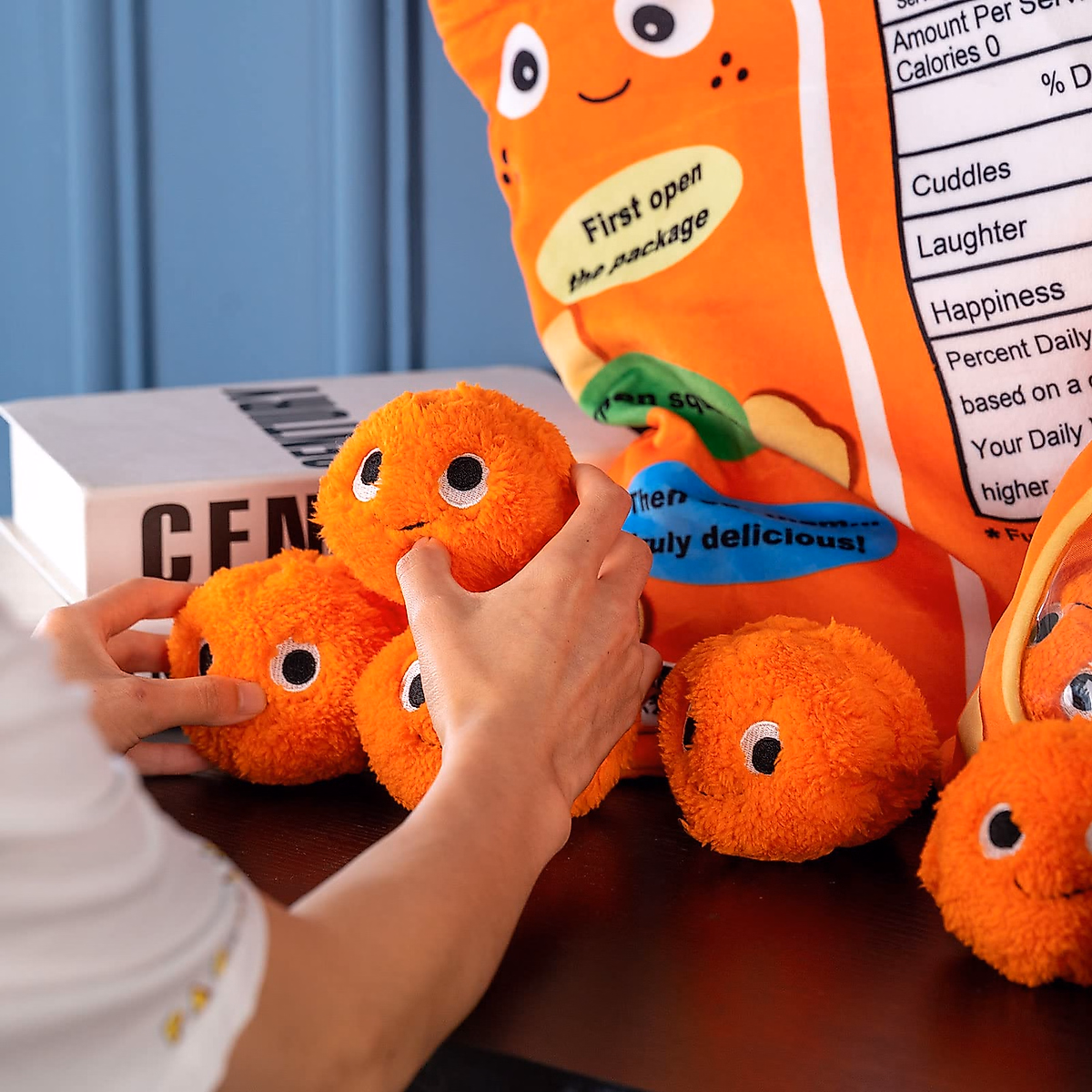 Cheesy Puffs Plush Toy Balls, Puff Cheese Puff Stuffed Toy Game Pillow Cushion Cute Plush Pillow Throw Pillow, Creative Removable Stuffed Animal Toys (Big 9 Balls)