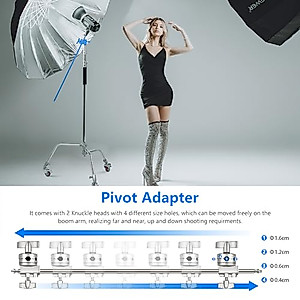NEEWER Pro 100% Metal C Stand Light Stand with Wheels, Max. Height 10.8ft/330cm Adjustable Reflector Stand with 4ft/120cm Boom Arm & 3 Pulleys for Photo Studio Video Reflector, Monolight, etc