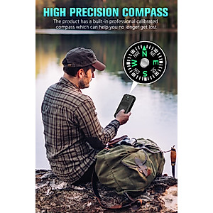 Feeke Solar-Charger-Power-Bank - 36800mAh Portable Charger,QC3.0 Fast Charger Dual USB Port Built-in Led Flashlight and Compass for All Cell Phone and Electronic Devices(Deep Black)