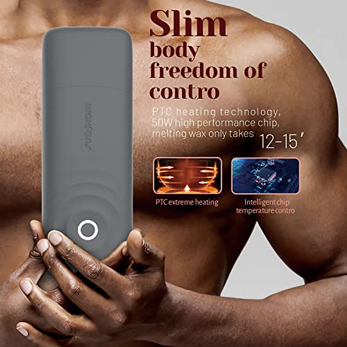 Waxfans Roll on Wax Kit for Men,Wax Warmer for Hair Removal,15min Wax Melter,at Home Waxing Kit,Wax Roller Kit for Full Body,Rose Wax Roller