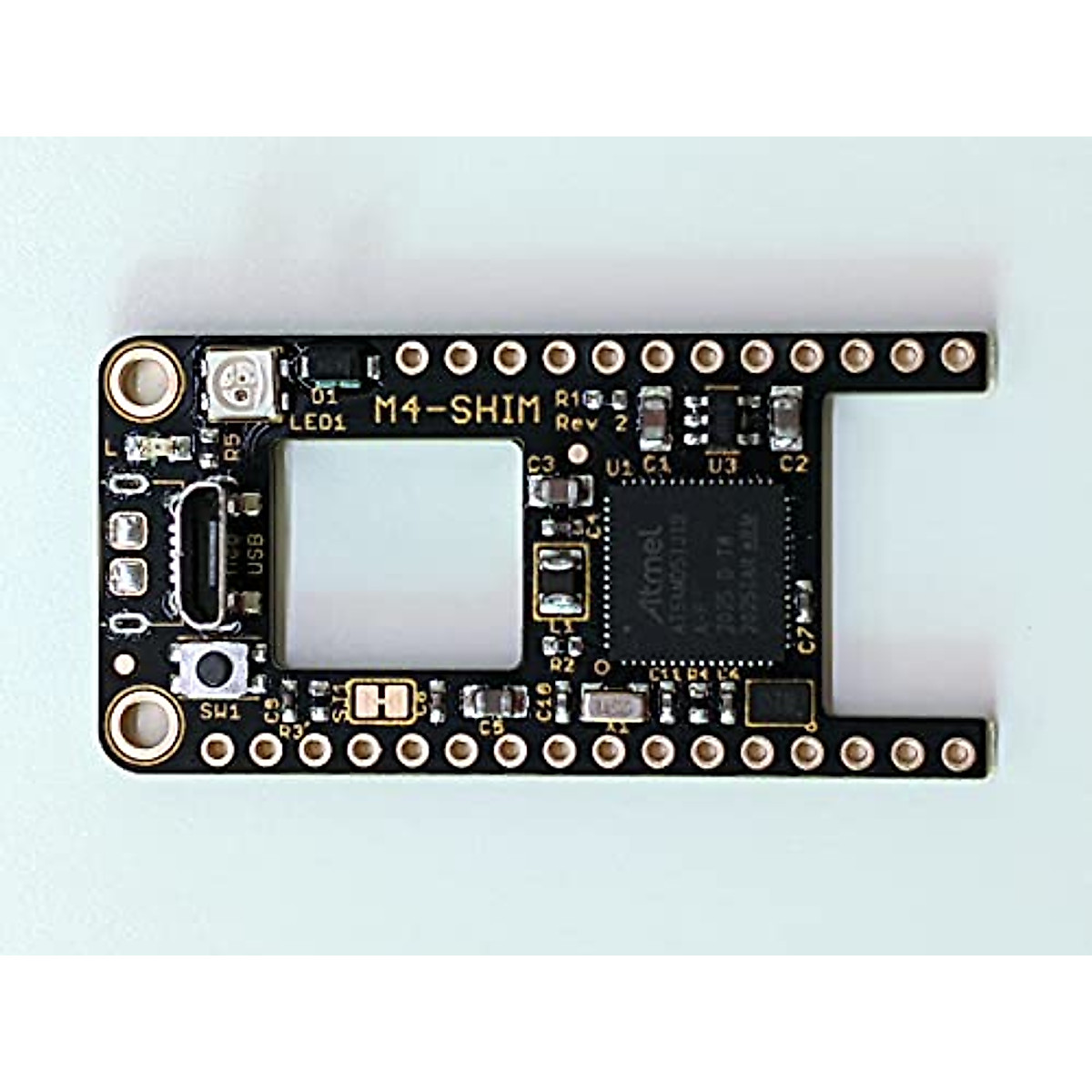 Silicognition M4-Shim - Feather M4 That fits on top of The PoE-FeatherWing for Ultra-Compact PoE Builds (Vertical USB)