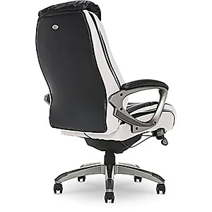 Serta Executive Office Smart Layers Technology Leather and Mesh Ergonomic Computer Chair with Contoured Lumbar and ComfortCoils, Black & White