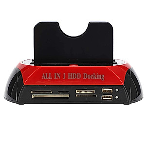 Linel Hard Drive Docking Station-2.5 /3.5 Inch SATA IDE HDD Dual Slots Hard Drive Enclosure Hard Drive Dock with All in One Hard Drive Reader USB 2.0 Hub Us Plug