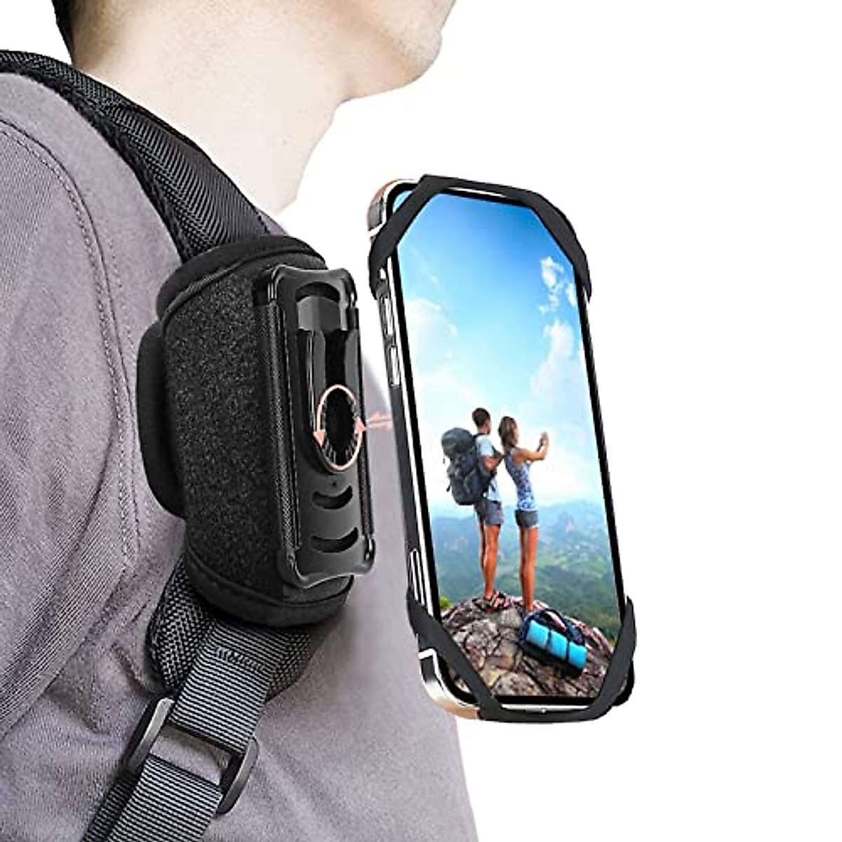 Phone Holder for Backpack Strap,Backpack Strap Clip for Phone,Phone Strap Pack clamp,Smartphone Holder for Shoulder Strap,Phone Shoulder Strap fit Hiking/Alpinism/Climbing/Traveling