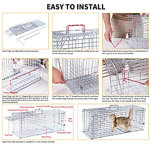 32" Live Animal Traps,Humane Animal Trap for Stray Cats up to 16.5 pounds, Raccoons, Squirrel, Skunk, Mole, Groundhog, Armadillo, Rabbit,Steel Foldable with Pedal Triggers