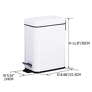 Smartbin 5L 1.3 Gal Stainless Steel Kitchen Trash Can Pedal Dust Bin Waste Basket Garbage Bin with Lid Inner Bucket Rectangular Waste Bin in-Home Recycle Bin