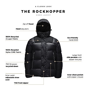 Triple F.A.T. Goose Rockhopper Puffer Jacket Men - Men Puffer Jacket With Hood - Down Coat Men - Men's Puffer Jacket (Black, L)
