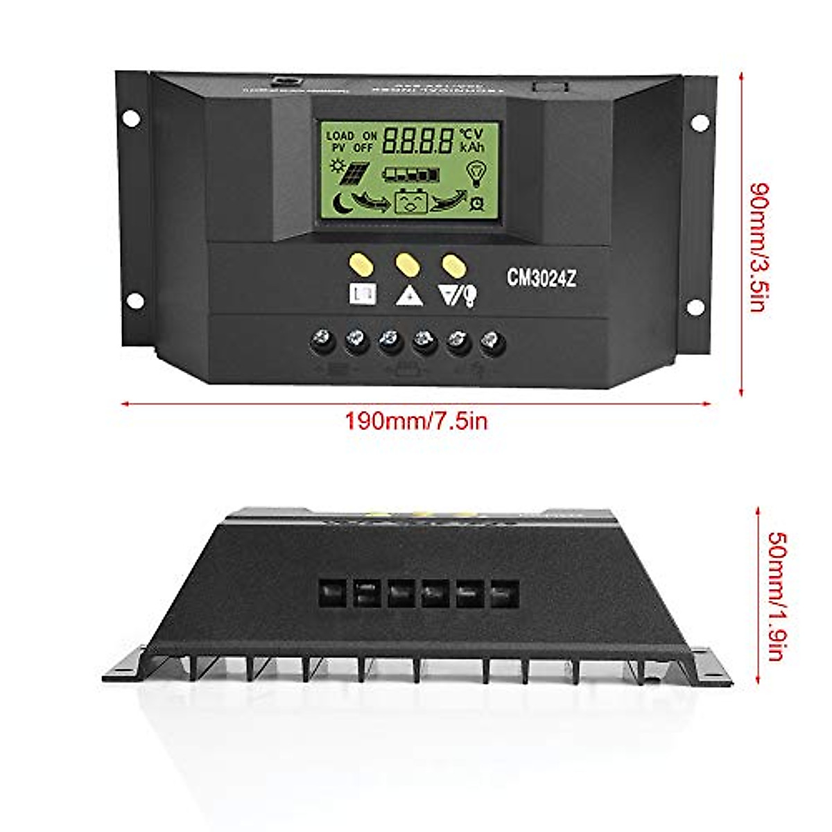 Jeanoko Solar Charge Controller Intelligent Full 3-Stage PWM 12V 24V 30A Solar Panel Charge Controller Regulator Adjustable LCD Display Overload Protection