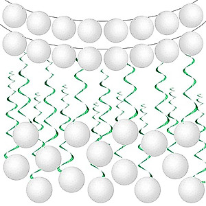 Qilery 30 Pcs Golf Party Decorations Swirls and 2 Pcs Golf Birthday Banner Sports Golf Theme Party Supplies Golf Themed Party Decorations Golf Cutouts Ceiling Hanging Spirals Decor Golf Paper Garlands