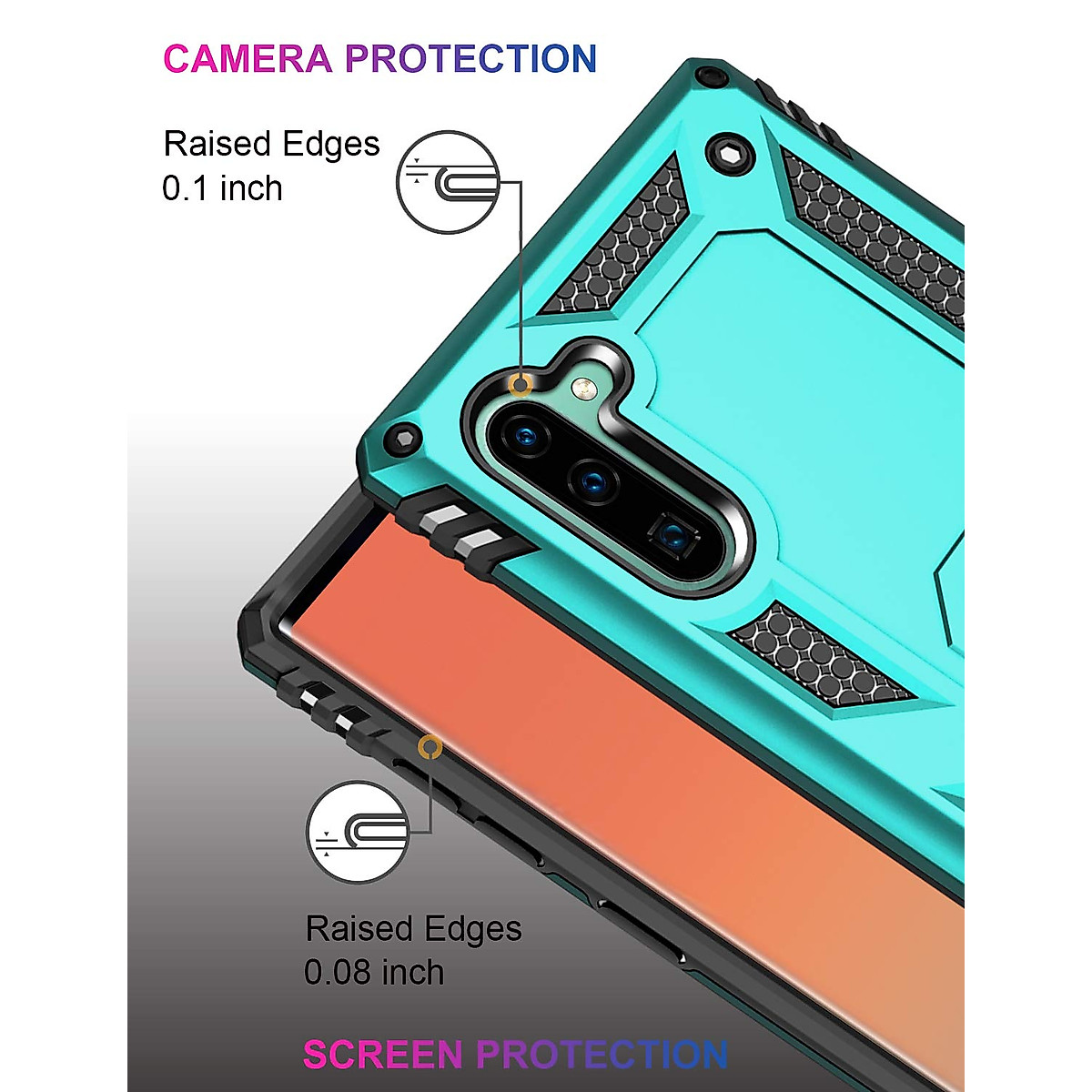 LUMARKE Galaxy Note 10+ Plus Case,Pass 16ft. Drop Test Military Grade Heavy Duty Cover with Magnetic Ring Kickstand,Protective Phone Case for Samsung Galaxy Note 10 Plus Teal