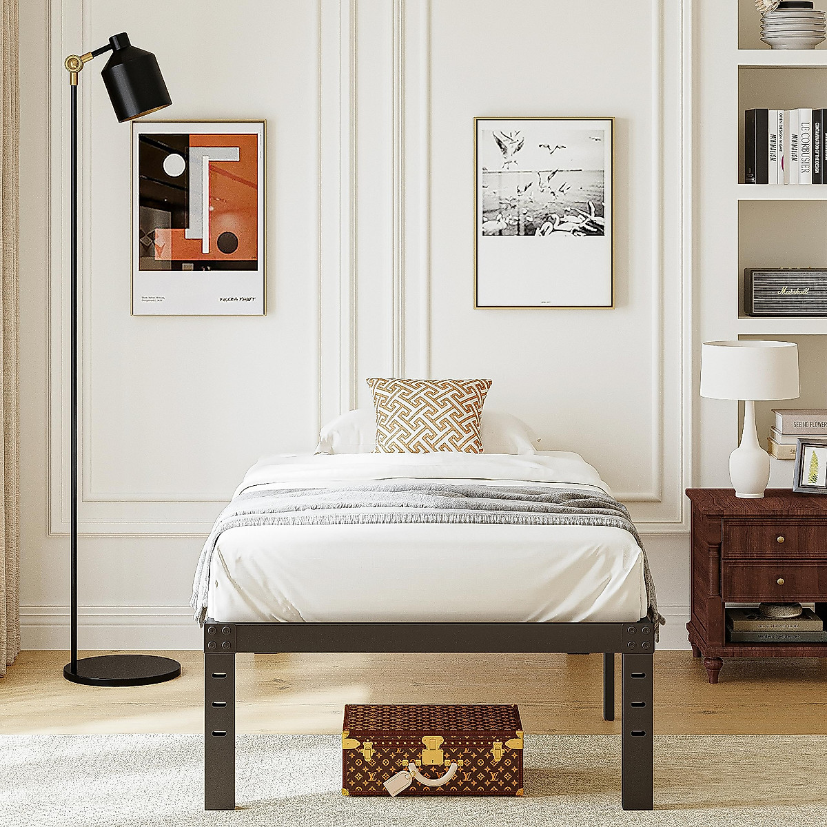 EZBeds Twin Bed Frame, 14 Inch Bed Frame Twin, Heavy Duty Twin Platform Bed Frame, No Box Spring Needed, Easy Assembly, Noise Free, Steel Slat Support, Black