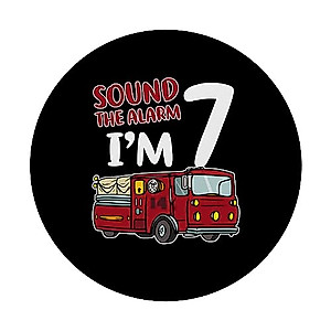 Fire Truck 7th Birthday Fireman Firefighter 7 Year Old PopSockets Swappable PopGrip