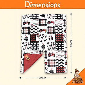 Dear Baby Gear - Baby Car Seat Canopy - Infant Car Seats Covers - Carseat Canopies for Boys and Girls - Toddler Carseat Cover with Snap Opening (Farm Faux Quilt/Red Smooth 40"x30")