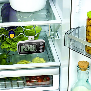 ORIA Refrigerator Thermometer, Digital Indoor Thermometer, Upgraded Version Freezer Fridge Thermometer with Large LCD Display, Max and Min Display for Room, Refrigerator, Kitchen, 2 Pack