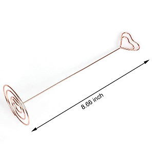 Jofefe 10pcs 8.6 Inch Tall Place Card Holder Table Number Holder Table Card Holder Table Number Stands with Heart Shape Photo Picture Memo Clips for Wedding Favors, Rose Gold