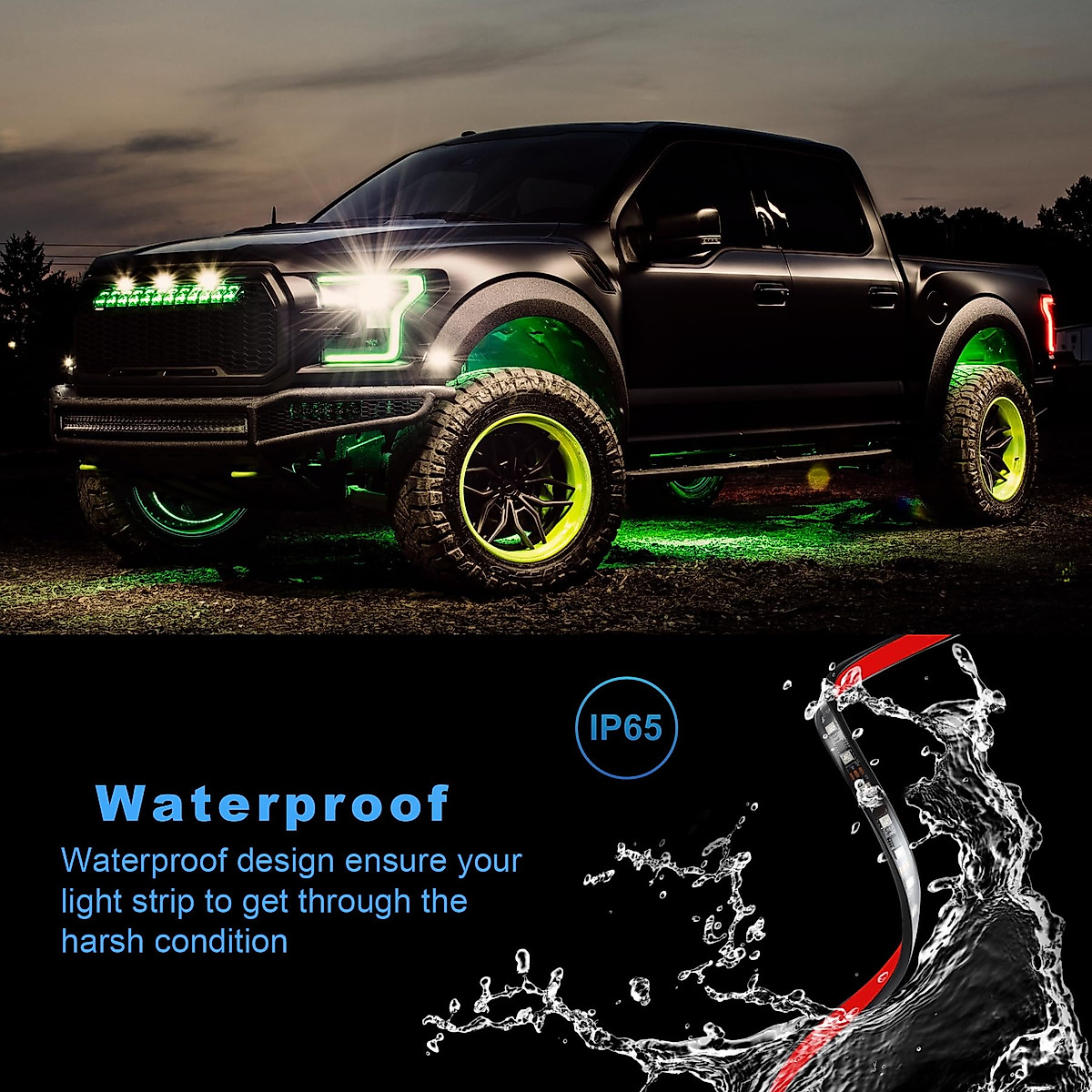 LivTee Underglow Kit for Car - Under Glow Lights with App Control, RGB LED Lights with Music & DIY Modes, 2 Line Design with 213 Flow Modes for Cars, SUVs, Trucks - Car Accessories for Men & Women