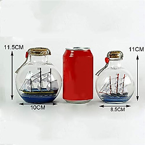 LAMF Drift Bottle Decor, Sailing Boat in Wishing Bottle Glass Cork Bottles, Pirate Ship in a Bottle Kit Handicraft Nautical Home Decorations Gifts Crafts, Large, (20WHEXRNI2047493C)