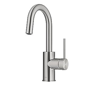 KRAUS Spot Free Oletto Single Handle Kitchen Bar Faucet in All-Brite Stainless Steel Finish, KPF-2600SFS (Pack of 1)