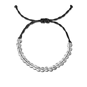 4Pcs Boho Adjustable String Braided Bracelets Handmade Weaving Rope Clear Crystal Seed Beaded Ocean Bracelet for Women Men Unisex Healing Power Jewelry (A black)