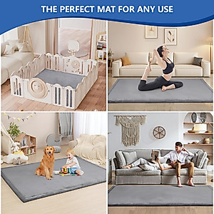 Baby Play Mat for Floor,1.3" Thick Memory Foam Tummy Time Mat,Soft Coral Velvet Nursery Rug,Large Non Slip Crawling Mat for Toddlers,Infants,Kids,Yoga Mat,Tatami Mat for Living Room(Dark Gray)