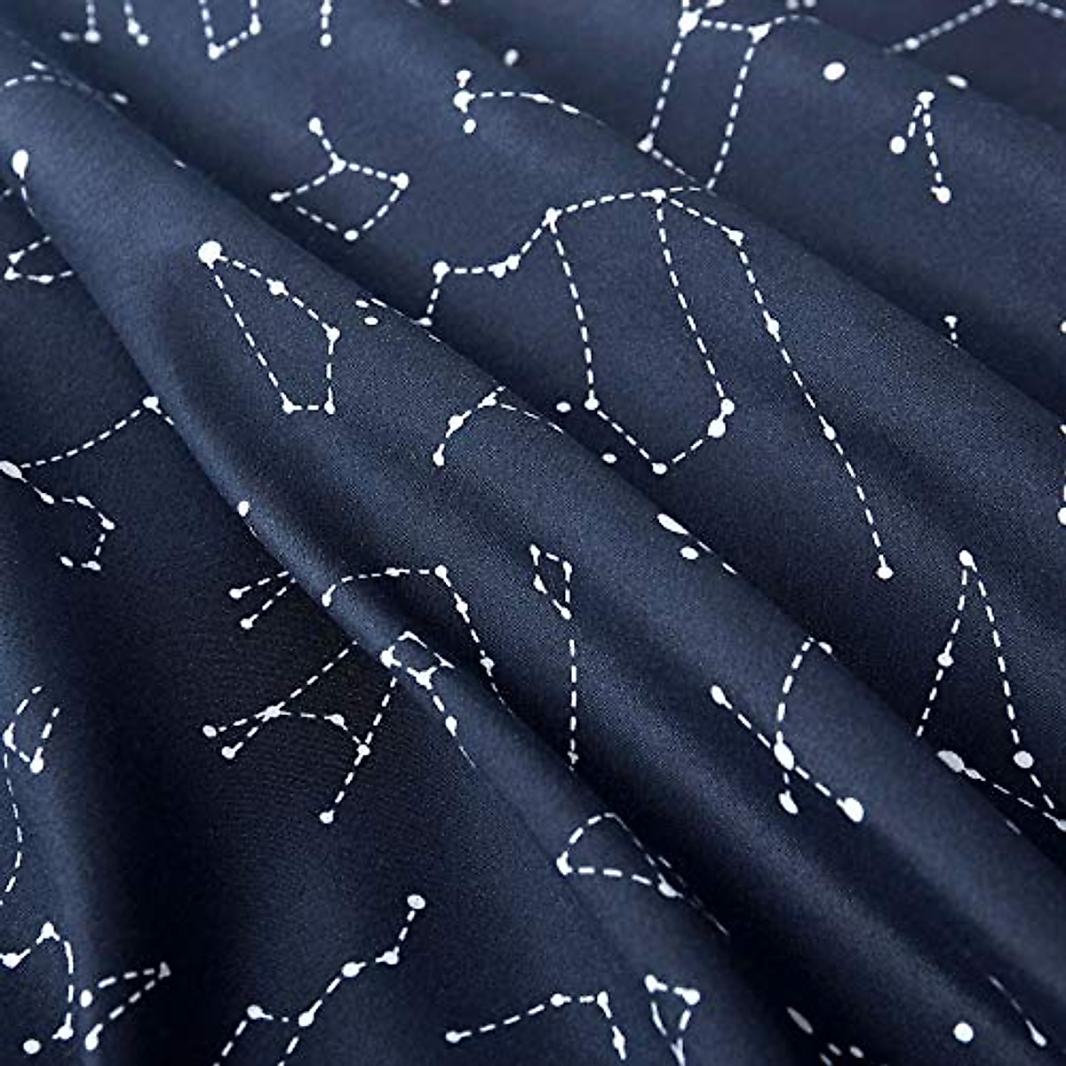 Wake In Cloud - Constellation Duvet Cover Set, Navy Blue with White Astronomy Galaxy Space Stars, Soft Microfiber Bedding (3pcs, Queen Size)